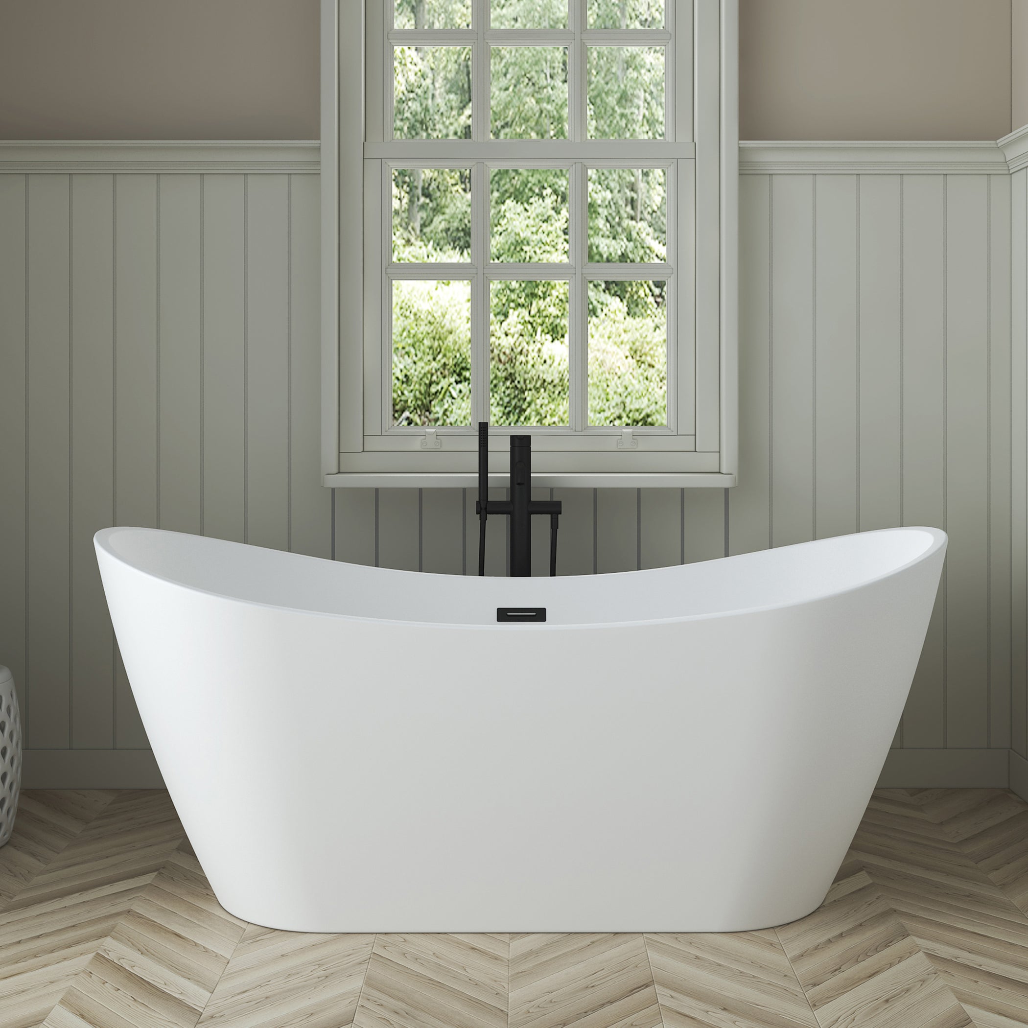 Nairobi 67" Acrylic Double Slipper Tub in Matte White — Barclay ...