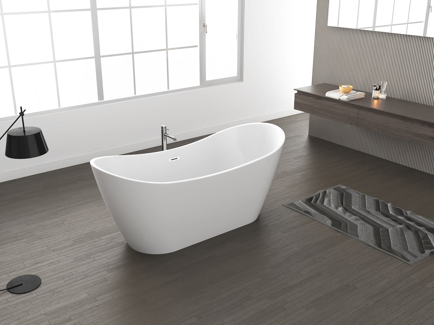Nairobi 67" Acrylic Double Slipper Tub — Barclay Products Limited
