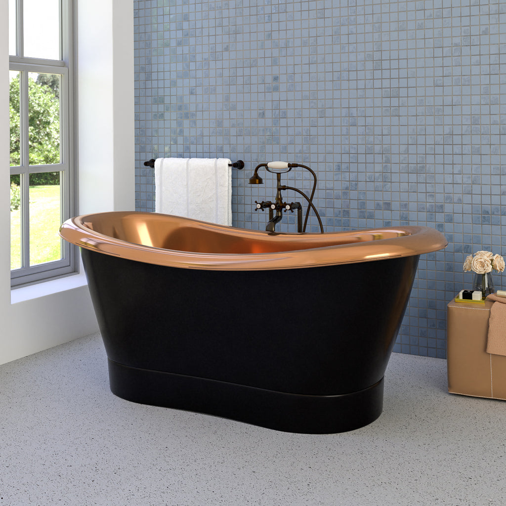 Chapal 70" Copper Double Slipper Tub on Base — Barclay Products Limited