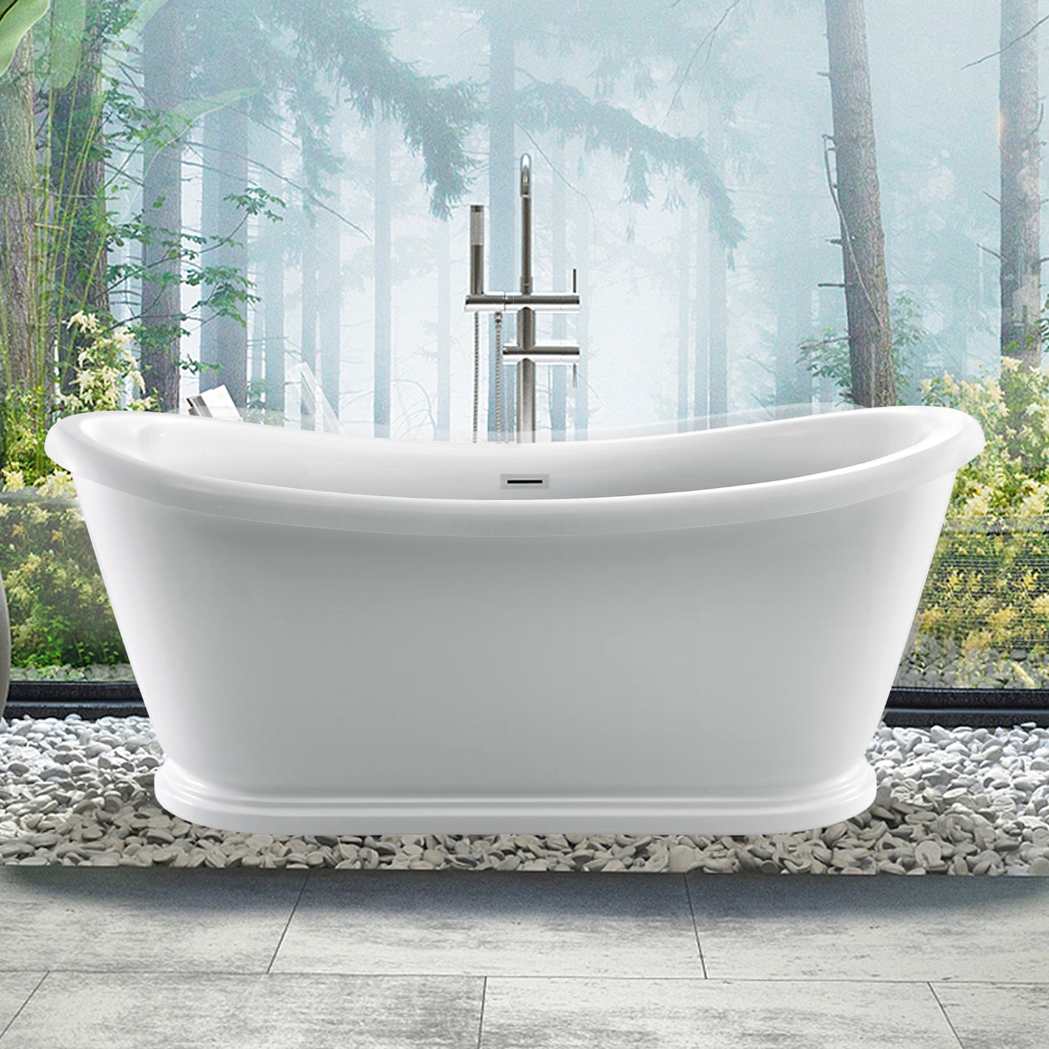 Morgan 70" Acrylic Double Slipper Tub with Integral Drain and Overflow ...