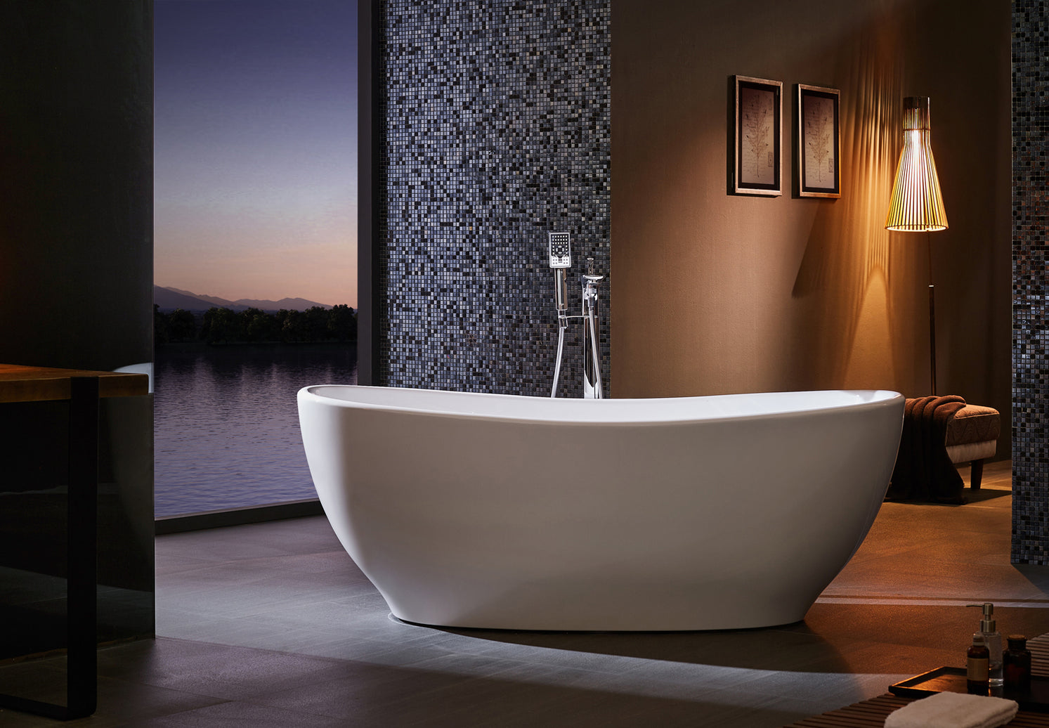 Mystique 59" Acrylic Double Slipper Tub with Integral Drain — Barclay ...