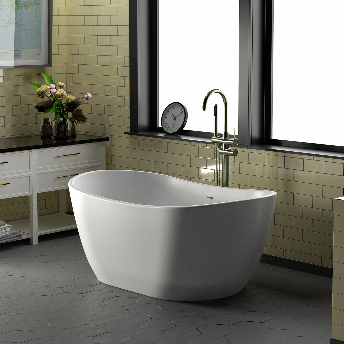 Edison 56" BARstone Freestanding Oval Tub — Barclay Products Limited