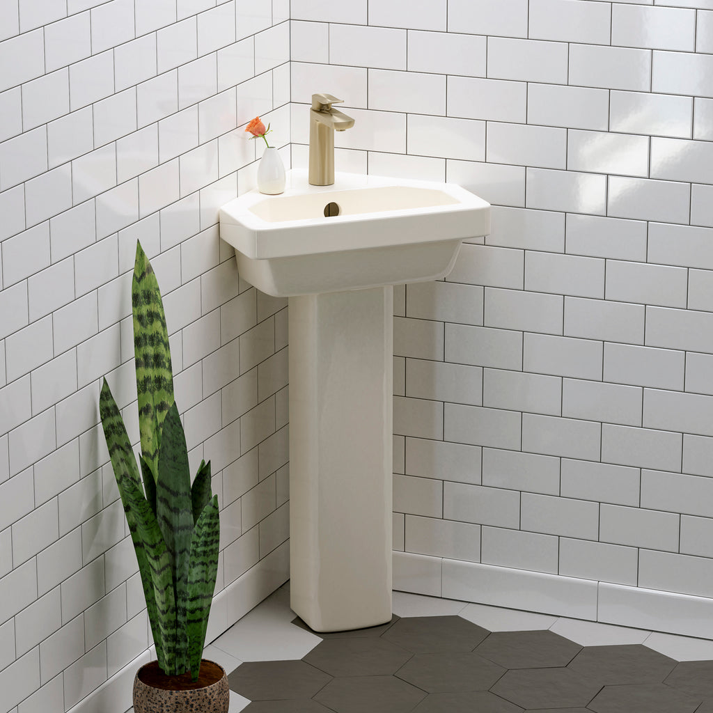 Resort Corner Pedestal Lavatory — Barclay Products Limited
